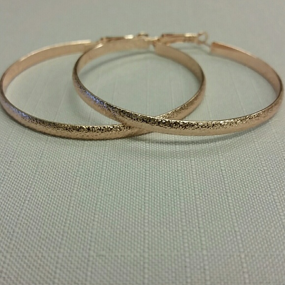 Express | Jewelry | Rose Gold Texture Metal Hoops Earrings | Poshmark